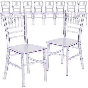 BizChair 10 Pack Child’s Transparent Crystal Resin Party and Event Chiavari Chair for Commercial & Residential Use