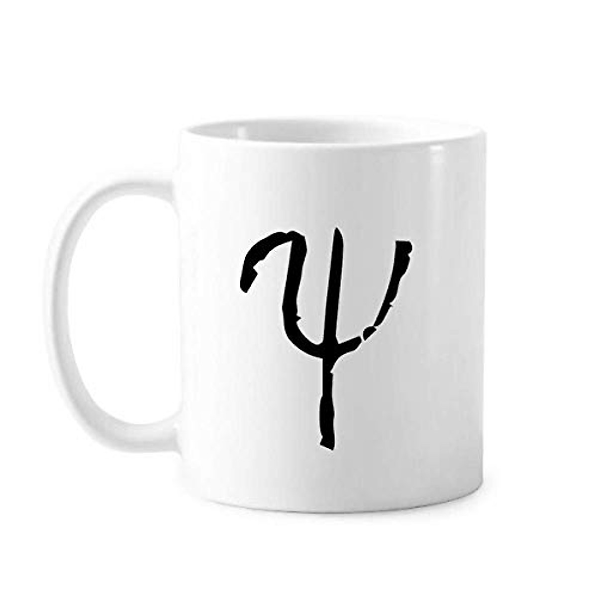 Greek Alphabet Psi Black silhouette Mug Pottery Ceramic Coffee Porcelain Cup Tableware