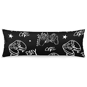 LynaRei Body Pillow Cover 20x54 Inches Black Joystick Gamepad Long Pillow Case Protector with Hidden Zipper Closure Girl Gamer Ultra Soft Body Pillowcase for Home Bedding