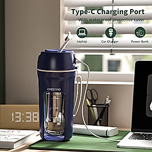 GREECHO Portable Blender, One-handed Drinking Mini Blender for Shakes and Smoothies, 12 oz Personal Blender with Rechargeable USB, Made with BPA-Free Material Portable Juicer, Space Blue