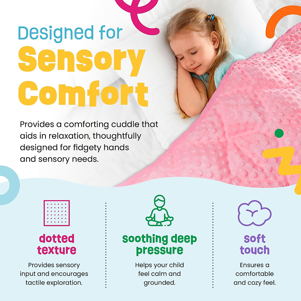 5lb Child's Weighted Blanket - Kids Weighted Blanket 5 Pounds (36" x 48") - Cute Dotted Texture Sensory Blanket - 5 lbs Weight Blanket for Kids Ages 4 to 7 - Machine Washable, Travel Friendly (Pink)