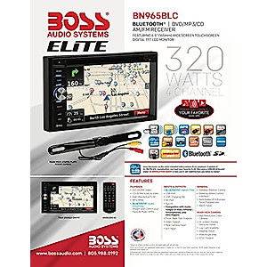 BOSS Audio Systems Elite BN965BLC Car GPS Navigation DVD Player - Double Din, Bluetooth Audio and Calling, 6.5 Inch LCD Touchscreen Monitor, MP3/CD/DVD/USB/SD, Aux-in, AM/FM Radio Receiver