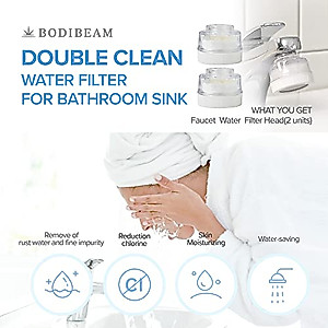 BODIBEAM Bathroom Sink Filter, Set of 2, NSF Certified, Removes Fine Impurities, Chlorine & Rust, Vitamin C Gel, Skincare Water Filter, Gifts for Women