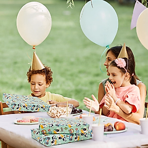 NEPOG Farm Cow Wrapping Paper for Boys Girls Kids, Cute Cow Farmhouse Tractor Farm Theme Design Green Birthday Paper 6 Sheets Folded Flat 20x28 inches per Sheet for Birthday Party Baby Shower