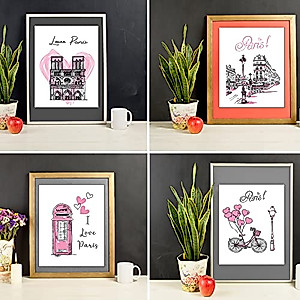 Spakon 9 Pieces Paris Bathroom Decor for Girls Paris Wall Art Paris Theme Room Decor Romantic Paris Room Decor Pink Eiffel Tower Wall Art Paris Bedroom Pictures for Girl