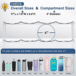 3 Tier Stackable Water Bottle Organizer Holder for Cabinet - for Stanley 40 oz & Others' Large Cup, Tumbler Organization - Clear Wine Rack, Home Kitchen Countertop Fridge Pantry Shelf Storage, Hold 12