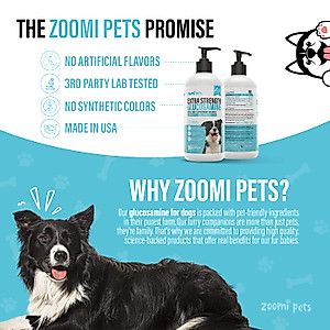 Zoomi Pets Liquid Glucosamine for Dogs (16oz) - Hip and Joint Supplement with Hyaluronic Acid, MSM, Manganese & Glucosamine Chondroitin for Dogs - Dog Joint Supplement Large Breed, Medium & Small Dogs