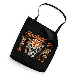 Basketball Mom Leopard Print Letter Proud Mama Bball Tote Bag