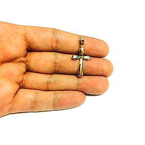 Jewelry Affairs 14k Tricolor Gold Satin And High Polish Finish Cross Pendant