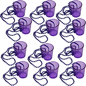 Iconikal Shot Glass on Beaded Necklace, Purple, 12-Pack