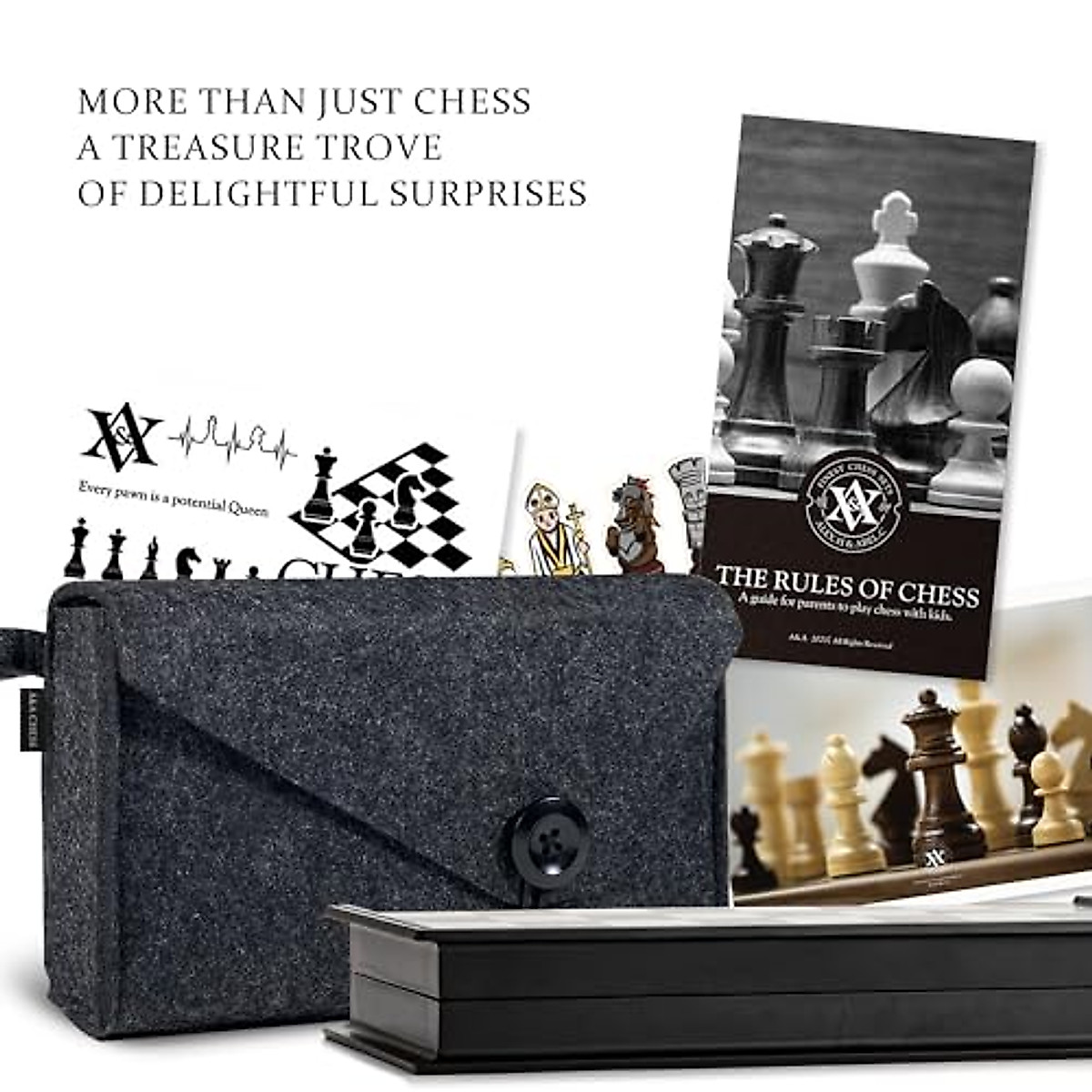 A&A Magnetic Plastic Travel Chess Set w/Folding Chess Board, Educational Toys for Kids and Adults - 12.6"(32cm) * 12.6"(32cm) Board