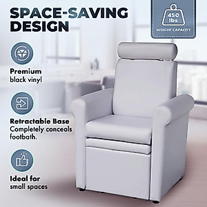 Buy-Rite Salon & Spa Equipment Mona Lisa Plumb Free Pedicure Chair, No Plumbing Pedicure Station for Professional Spas and Salons, Reclining Backrest & Pull Out Leg Rest (White)