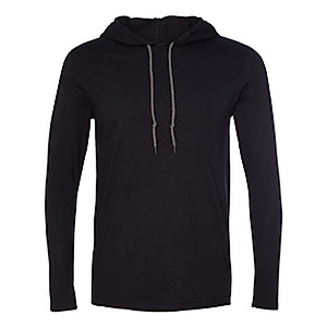 Anvil Lightweight Long-Sleeve Hooded T-Shirt (987AN)- BLACK/DARK GREY,XL