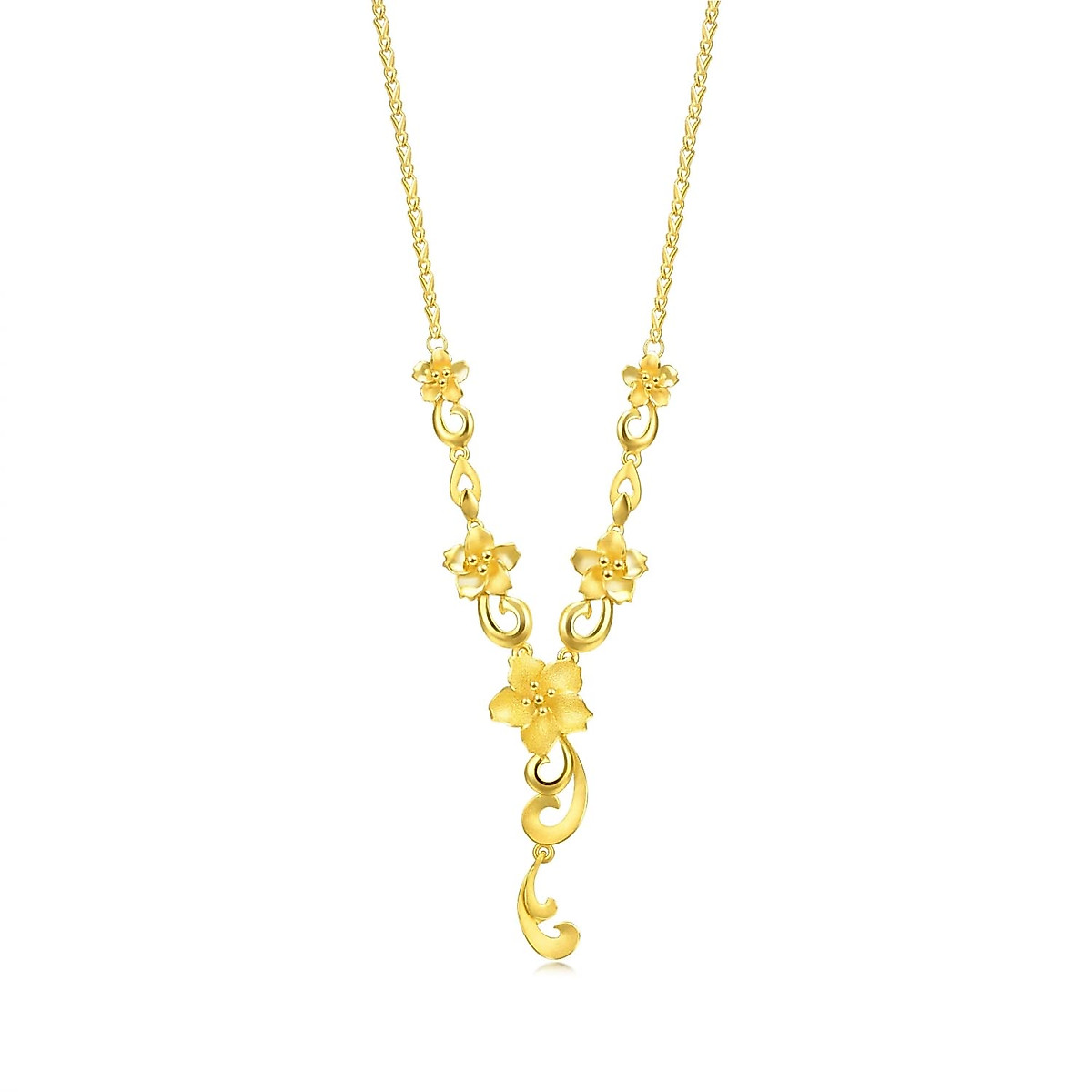 CHOW SANG SANG 999.9 24K Solid Gold Price-by-Weight 19.79g Gold Floral Necklace for Women and Wedding Occasion 49452N