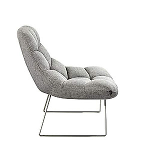 Adesso Bartlett, Accent Chair, Light Grey Soft Textured Fabric, Brushed steel leg frame