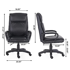 Office Desk Chair Set of 6 Black Home Office Chair Leather, Ergonomics Computer Desk Chairs in Bulk Comfortable Office Chair with Wheels Arm for Work Sturdy