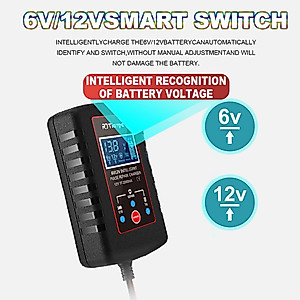 B-Qtech Upgraded 2Amp Car Battery Trickle Charger 6V/12V Smart Fully Automatic 3 Mode Battery Charger Maintainer, Battery Desulfator for Lawn Mower, Motorcycle, Car, Boat, Marine Lead Acid Batteries