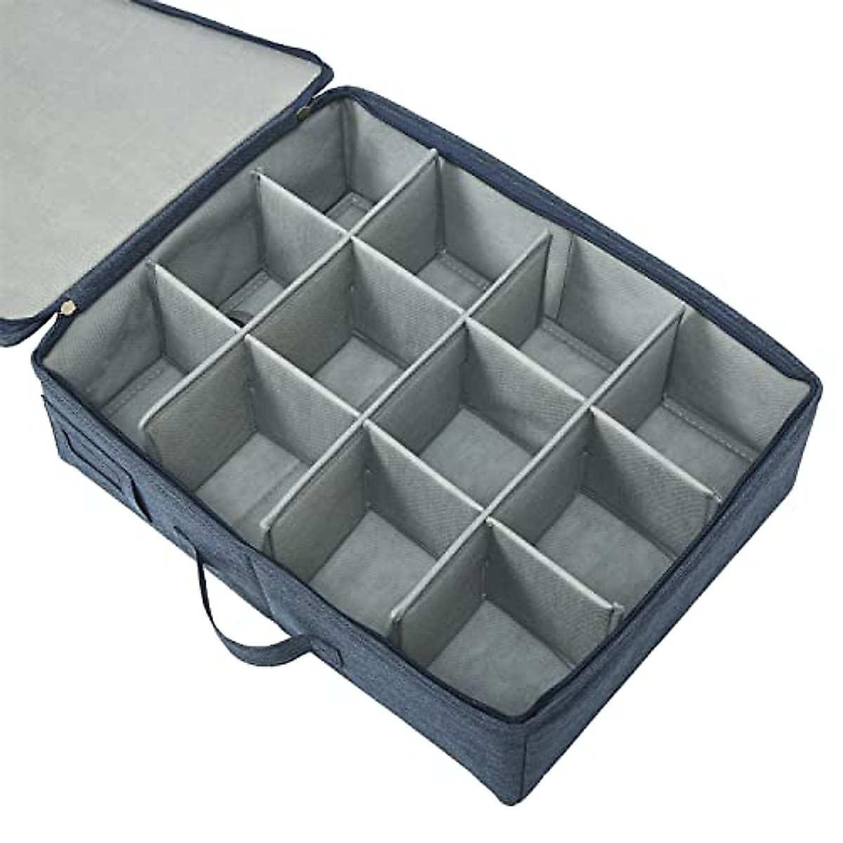 Sattiyrch Cup and Mug Storage Box, Holds 12 Coffee Mugs and Tea Cups, Fully-Padded Inside with Sturdy Dividers