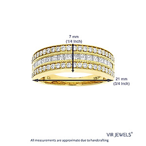 Vir Jewels 1 cttw Princess and Round Diamond Wedding Band with Milgrain 14K Yellow Gold Size 9