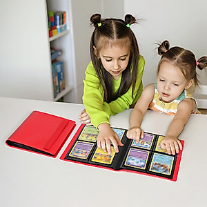 GEAoffice 4 Pocket Card Binder - 2 x 2 Trading Card Collection Album Folder - 160 Side Loading Pocket Binder for TCG, MTG, Sports&Game Cards - Gifts for Card Collector Girls (Red)
