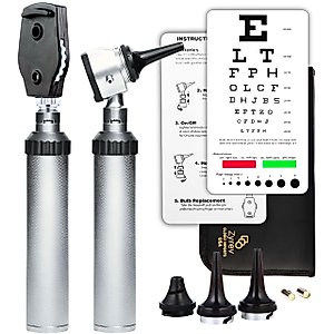 Zyrev Combo Otoscope Oph Set - Multi-Function Otoscope/Opthalmoscope for Ear & Eye Examination with Portable Carry Case, Sight Chart & Replacement Tips (1st Edition)