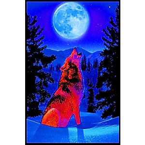 Wolf Moon Non-Flocked Blacklight Poster 24x36 inches