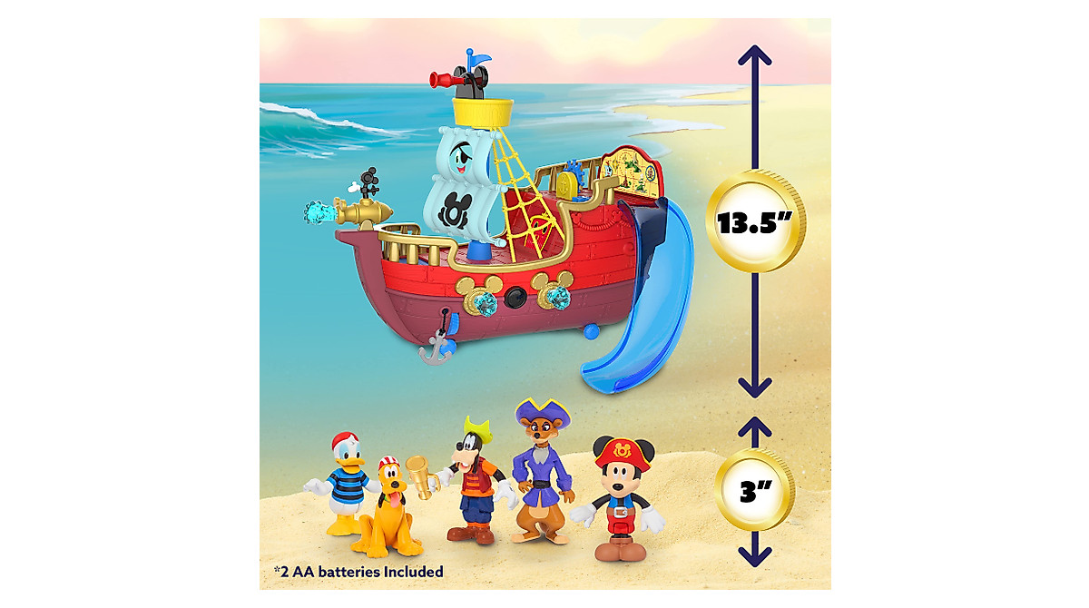 Disney Junior Mickey Mouse Pirate Ship Playset for Kids Ages 3+