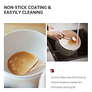 Olayks Electric Steamer for Cooking, 1.5L Ceramic Glaze Non-stick Pot, Dual Power Multi-functional Electric Cooker, Suitable for Steak, Pasta, Hot Pot, Ramen, Quick Heating and Overheat Protection