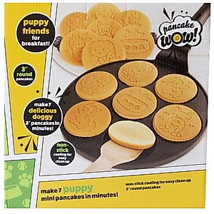 Puppy Friends Mini Pancake Pan - Make 7 Unique Flapjacks - Nonstick Griddle for Breakfast Pup Animal Fun & Easy Cleanup - Fun Dog Related Gift for Kids & Adults, Boys or Girls