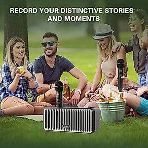 Karaoke Machine for Adults and Kids,Bluetooth Karaoke Speaker with 2 Wireless Microphone,Party Speakers with Phone Holder,HD Sound PA System Support TWS,TFcard,AUX in,for Party/Meeting