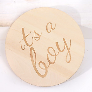 It'S A Boy/Girl Sign,Gender Reveal,Welcome Home Baby Shower Yard Sign (It'S A Girl (Single)),Newborn Photo Prop,The Perfect Round Wooden Welcome Baby Sign (it' a boy)