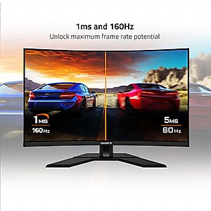 GIGABYTE M32UC 32" 144Hz (160Hz OC) 4K UHD Curved Gaming Monitor, SS VA, 3840x2160 Display, 1ms Response Time (MPRT), 1x DisplayPort 1.4, 2x HDMI 2.1, 1x USB Type-C, 4x USB 3.2