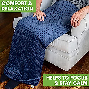 BARMY Weighted Lap Blanket (48x24 inches, 6 lbs) Cool Gray and Navy Blue Bundle, Weighted Lap Pad with Cotton Inner Blanket and Removable Cover for Adults and Kids, Weighted Throw Blanket