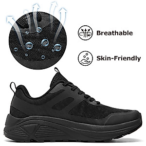 CARENURSE Walking Shoes Women Lightweight Breathable Mesh Lace-Up Sneakers for Women Non-Slip Fashion Comfort Casual Tennis Running Shoe Black