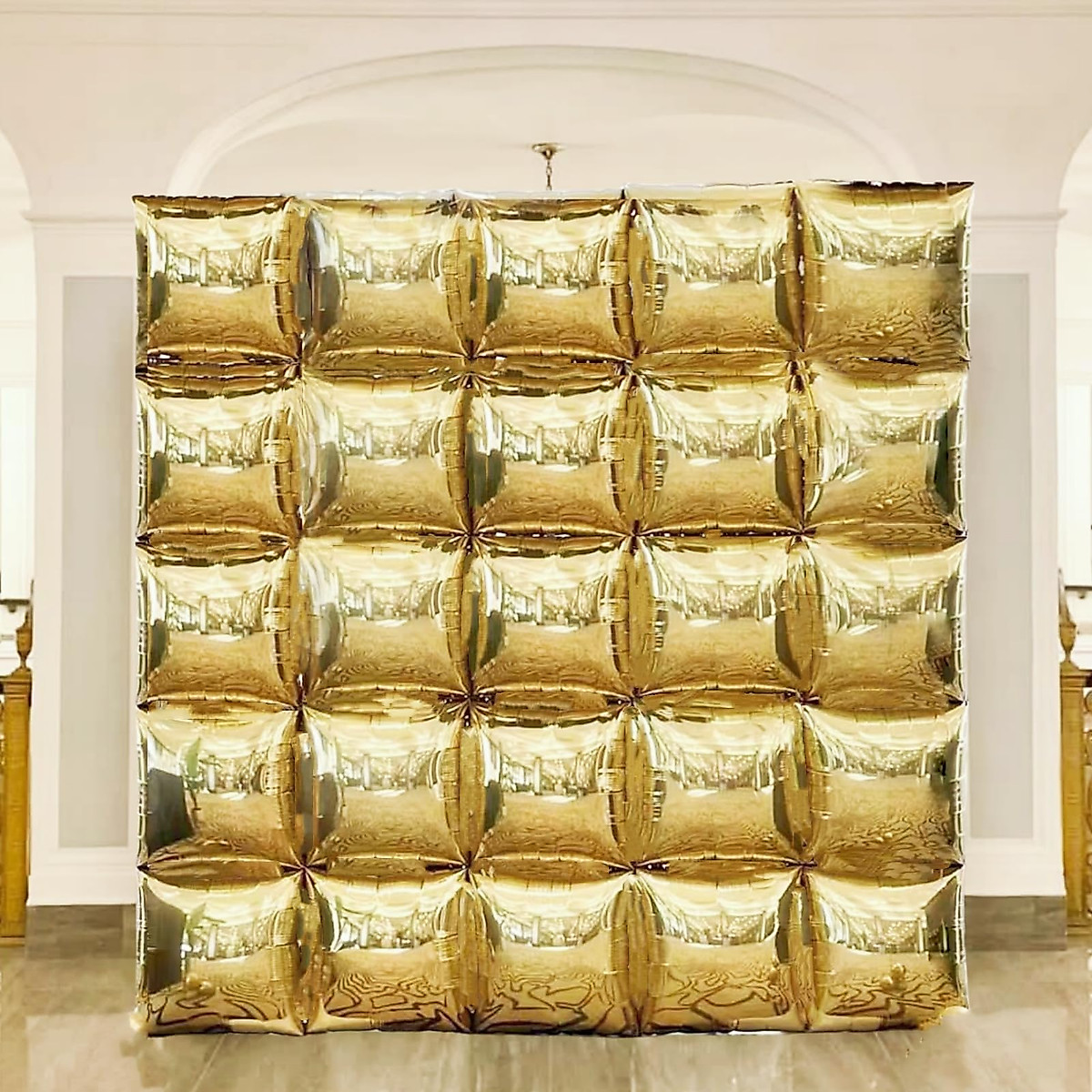 Orgnafey Mylar Metallic Gold Flat Square Foil Balloons Wall Tunnel Background Double Sided Chrome Gold&Silver Balloon Arch Garland Kit For Birthday Graduation Anniversary Party Backdrop Decorations