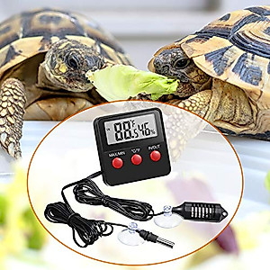 Weewooday 2 Pieces Reptile Thermometer and Humidity Gauge Reptile Terrarium Thermometer Hygrometer with Probes Indoor Outdoor Digital Pet Temperature and Hygrometer Gauge for Reptiles Pet Keeping