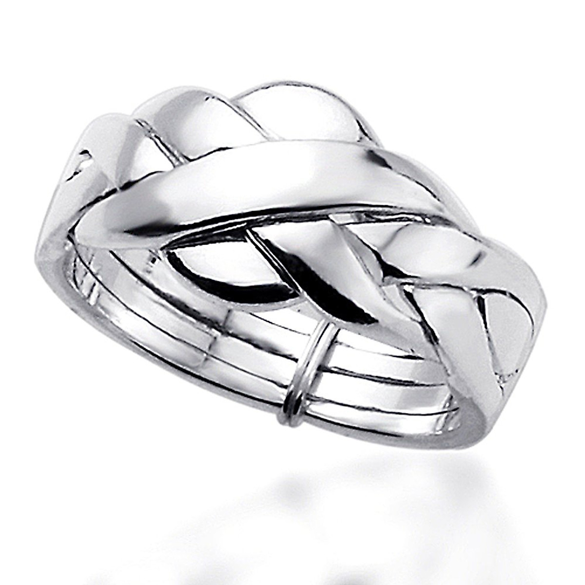 DoubleAccent Sterling Silver 4 pcs Band Puzzle Ring 11mm (Size 5 to 15) Size 10