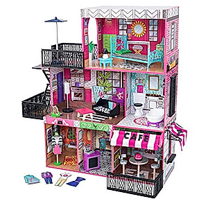 KidKraft Brooklyn's Loft Wooden Dollhouse with 25-Piece Accessory Set, Lights and Sounds, Gift for Ages 3+ 41.75" x 18.25" x 41.75"