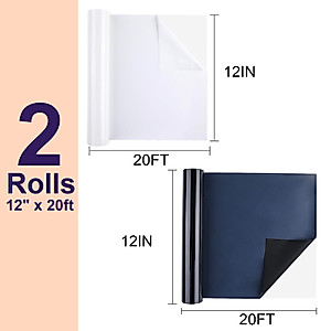 CAREGY 2Rolls 12" x 20ft HTV Vinyl Rolls Black and White Set Heat Transfer Vinyl for T-Shirts Iron on Vinyl Easy to Cut Weed for DIY Heat Vinyl (12" x 20ft Each Roll)