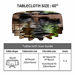 IBILIU Round Tablecloth 60 Inch,Zen Basalt Stones and Spa Oil On The Wood Decorative Polyester Table Cloths,Waterproof Table Cover for Home,Holiday,Party,Indoor and Outdoor