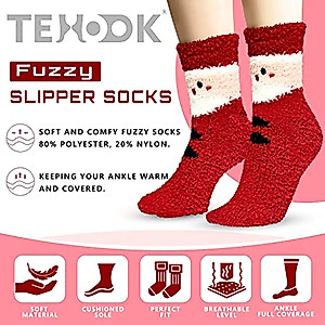 TEHOOK Fuzzy Christmas Socks, Christmas Stocking Stuffers Gifts for Women and Girls, Plush Winter Fuzzy Socks, Fluffy Cozy Warm Socks 6 Pairs