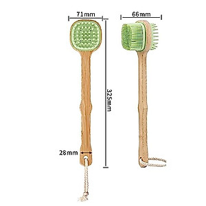shamjina Shower Body Brush, Dual Sided Long Handle Back Scrubber, Back Scrubber Shower Bath Brush for Lotion Body, Women, Green, 32.5cmx7.1cm