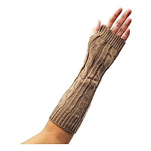 Arm Warmers, 6 Pairs for Women, Cable Knit Warm Winter Sleeve Fingerless Gloves, Premium (Assorted A)
