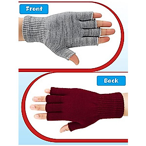 SATINIOR 2 Pair Unisex Half Finger Gloves Winter