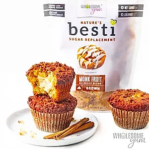 Wholesome Yum Besti Natural Brown Sugar Substitute - Brown Monk Fruit Sweetener Blend With Allulose (No Erythritol) - Keto, Non GMO, Zero Carb, Zero Calorie, Sugar Free, No Aftertaste (1 lb)