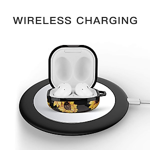 GOLINK Floral Full Body Protection Hard PC Cover with Printing Designs Compatible with Samsung Galaxy Buds Live(2020 Release)/Buds Pro (2021 Release) Charging Case-Sunflower