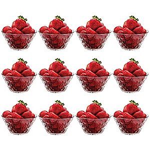 Vikko Glass Bowls, Set of 12 Decorative Glass Dessert Bowls, 11.75 Ounce Glass Dish for Dessert, Candy, Kitchen Prep, Dishwasher Safe