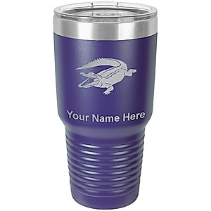 LaserGram 30oz Vacuum Insulated Tumbler Mug, Alligator, Personalized Engraving Included (Dark Purple)