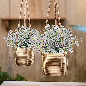 LXAFGP 8 Bundles White Artificial Flowers Outdoor Silk Flower UV Resistant Plants Fake Flower Greenery Faux Plastic Plants for Outdoor Indoor Home Window Garden Wedding Pot Hanging Plants Décor