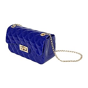 ONLVAN Summer Jelly Crossbody Bag Purse，Fashion Ladies Shoulder Bag, Candy Color Jelly Handbags, Crossbody Bag for Women Girls (Royal Blue)